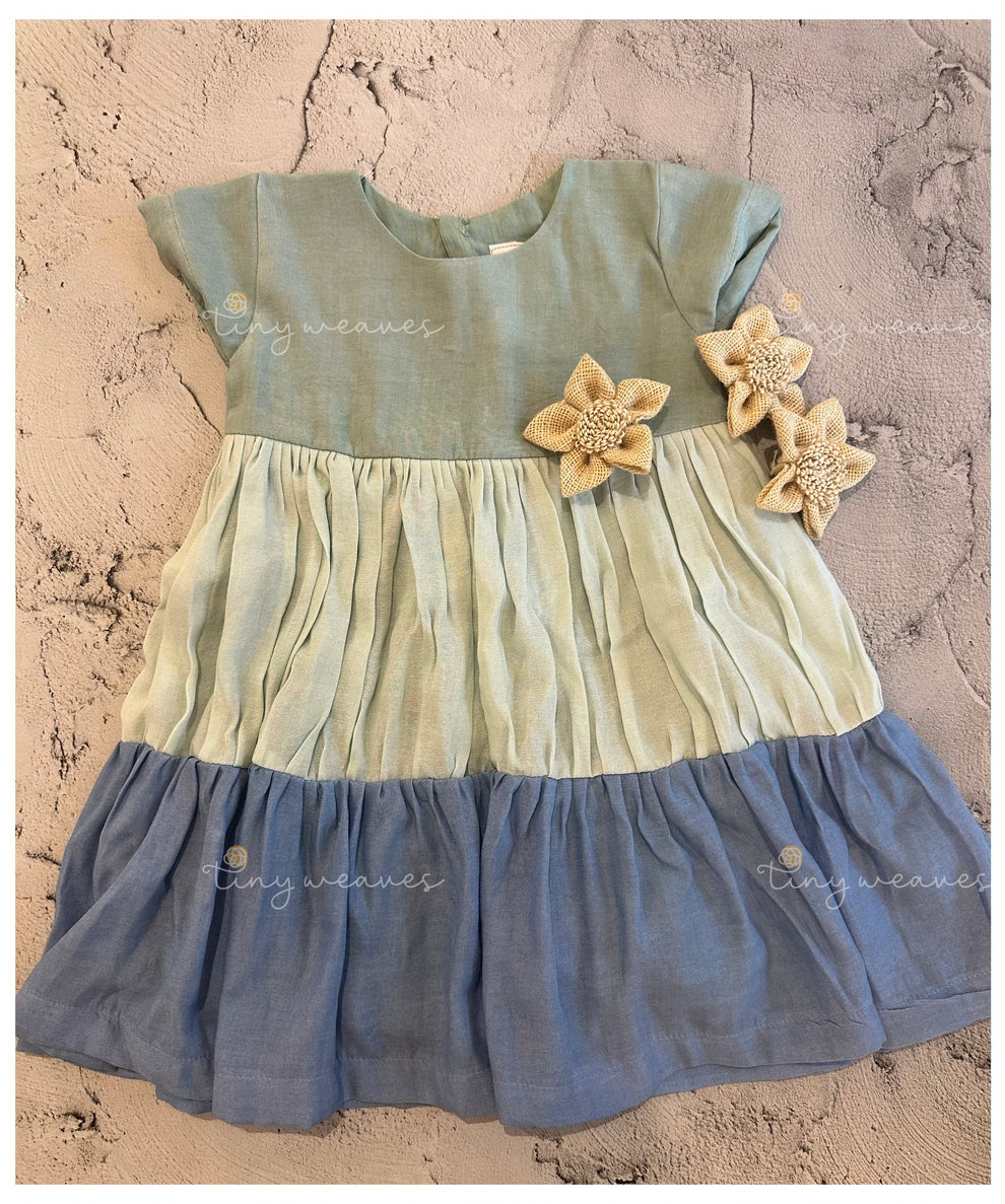 Tri color dress [ blue ] – TinyWeaves