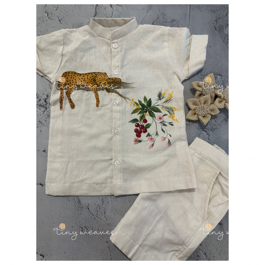 Sleeping cheetah co-ord set – TinyWeaves