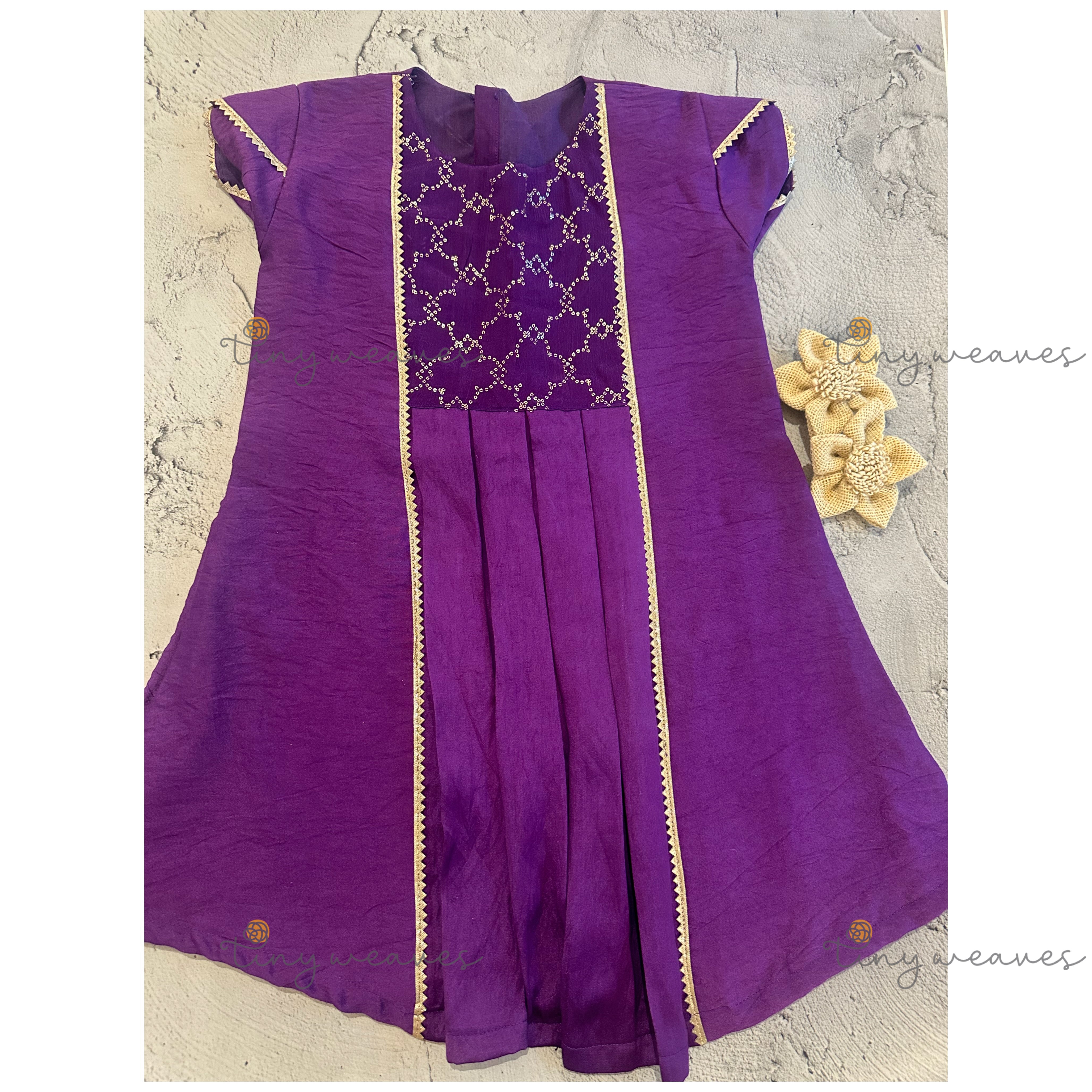 Box pleat frock [ purple] – TinyWeaves